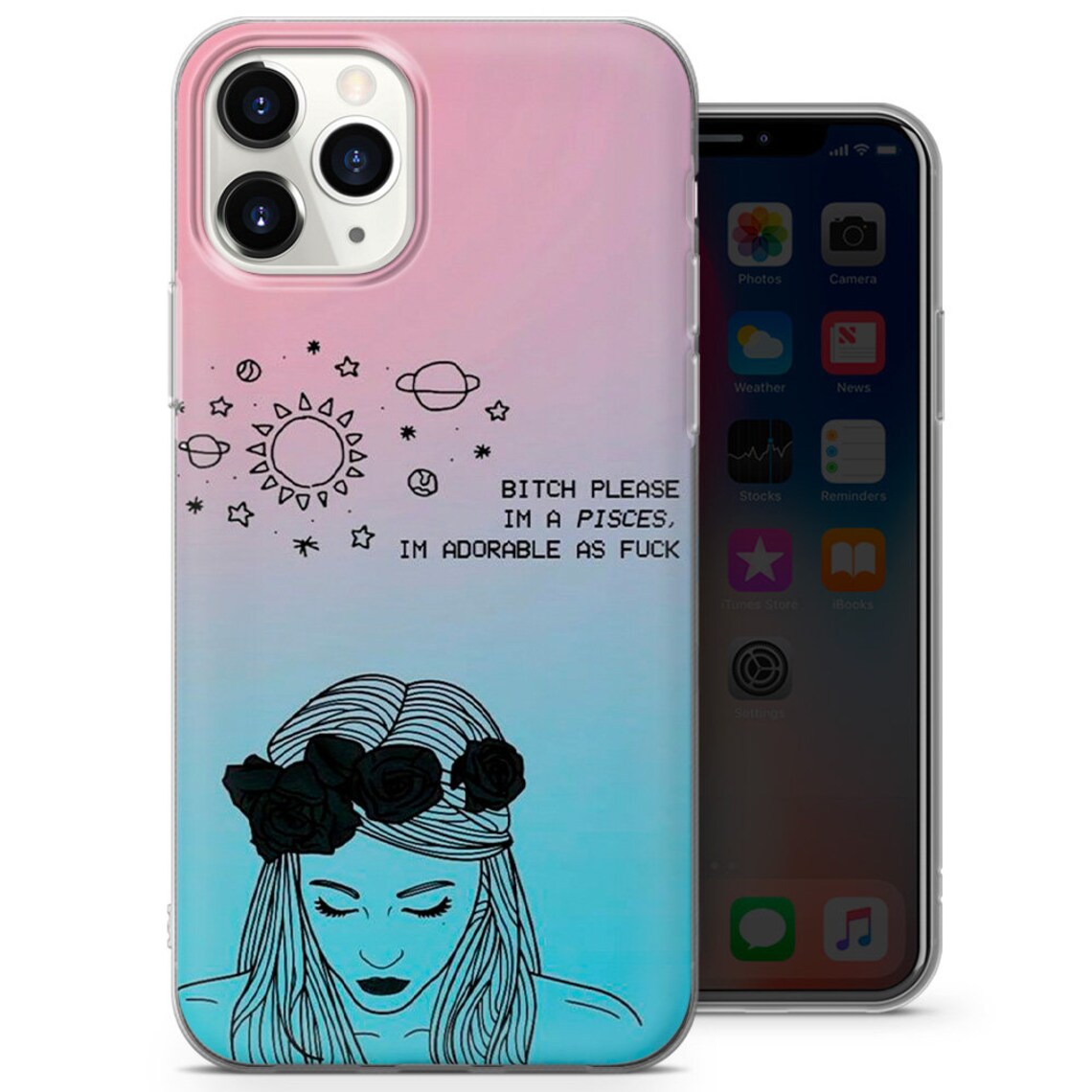 Pisces Phone Case Horoscope Cover fit for iPhone 12 7 X | Etsy