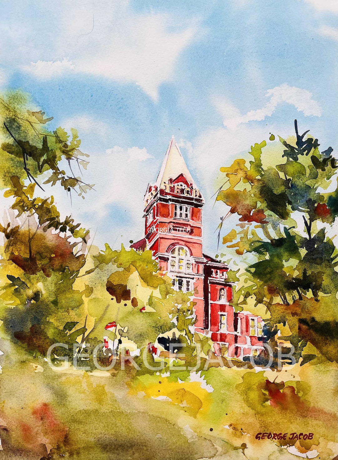 Georgia Tech Watercolor Prints and Note Cards/employer Thank You Card ...
