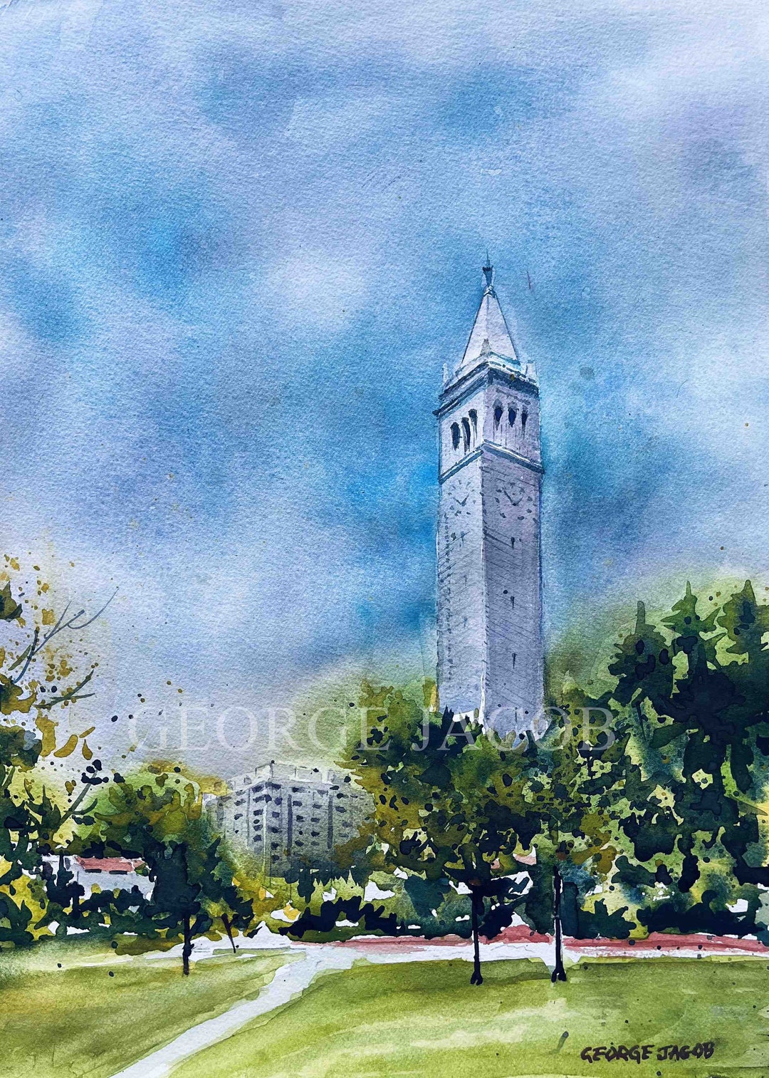UC Berkeley Campanile Watercolor Print, Graduation Gift - Etsy