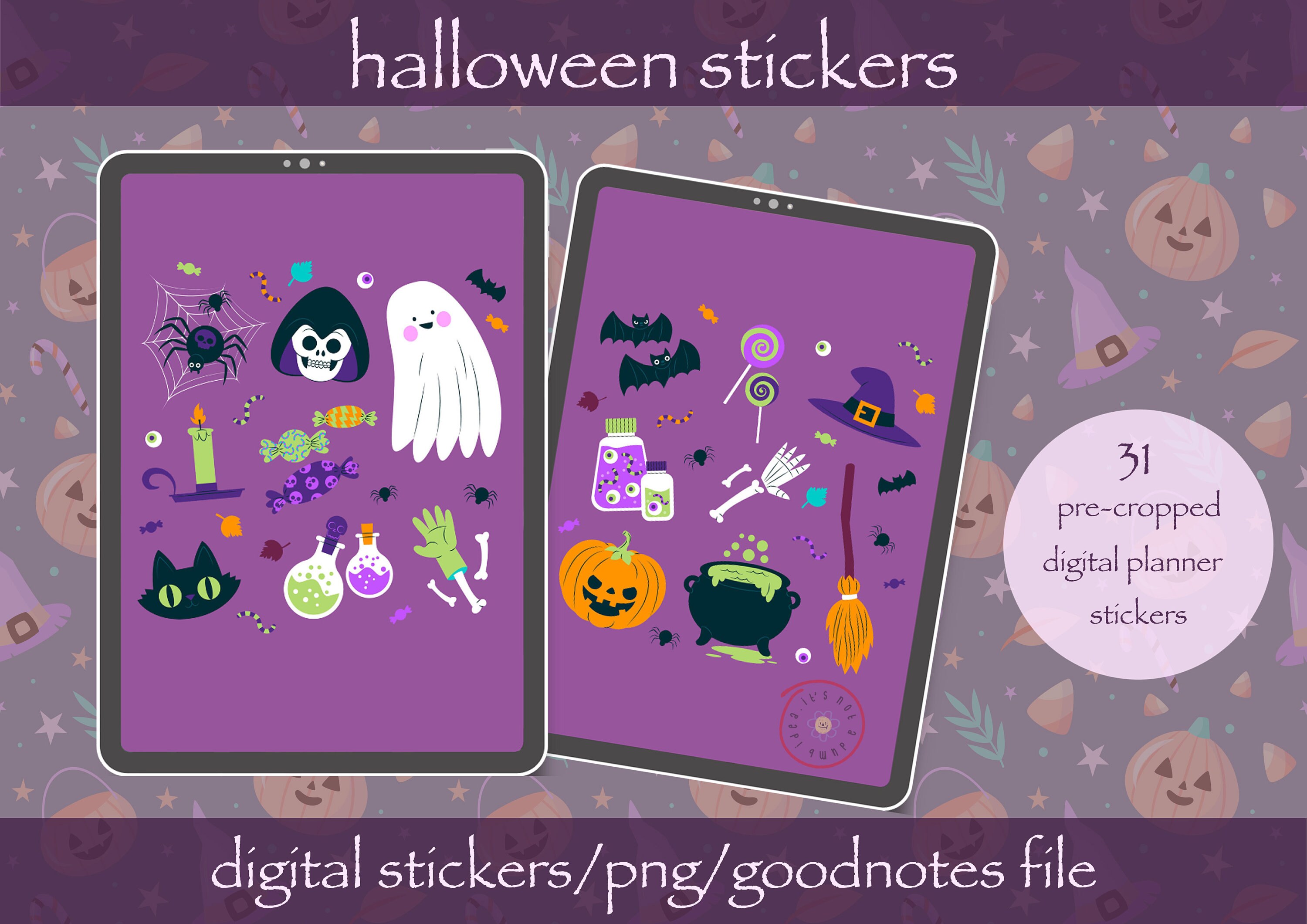 Halloween Goodnotes Stickers - Halloween Digital Planner Stickers ...