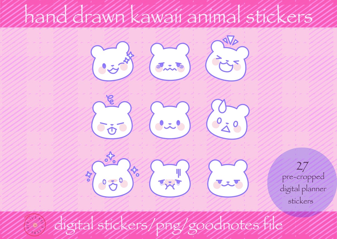Kawaii Hand Drawn Digital Stickers-cute Goodnotes Stickers-digital ...
