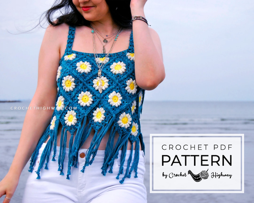 Daisy Festival Top CROCHET PATTERN, Crochet Tanktop Pattern, Crochet ...