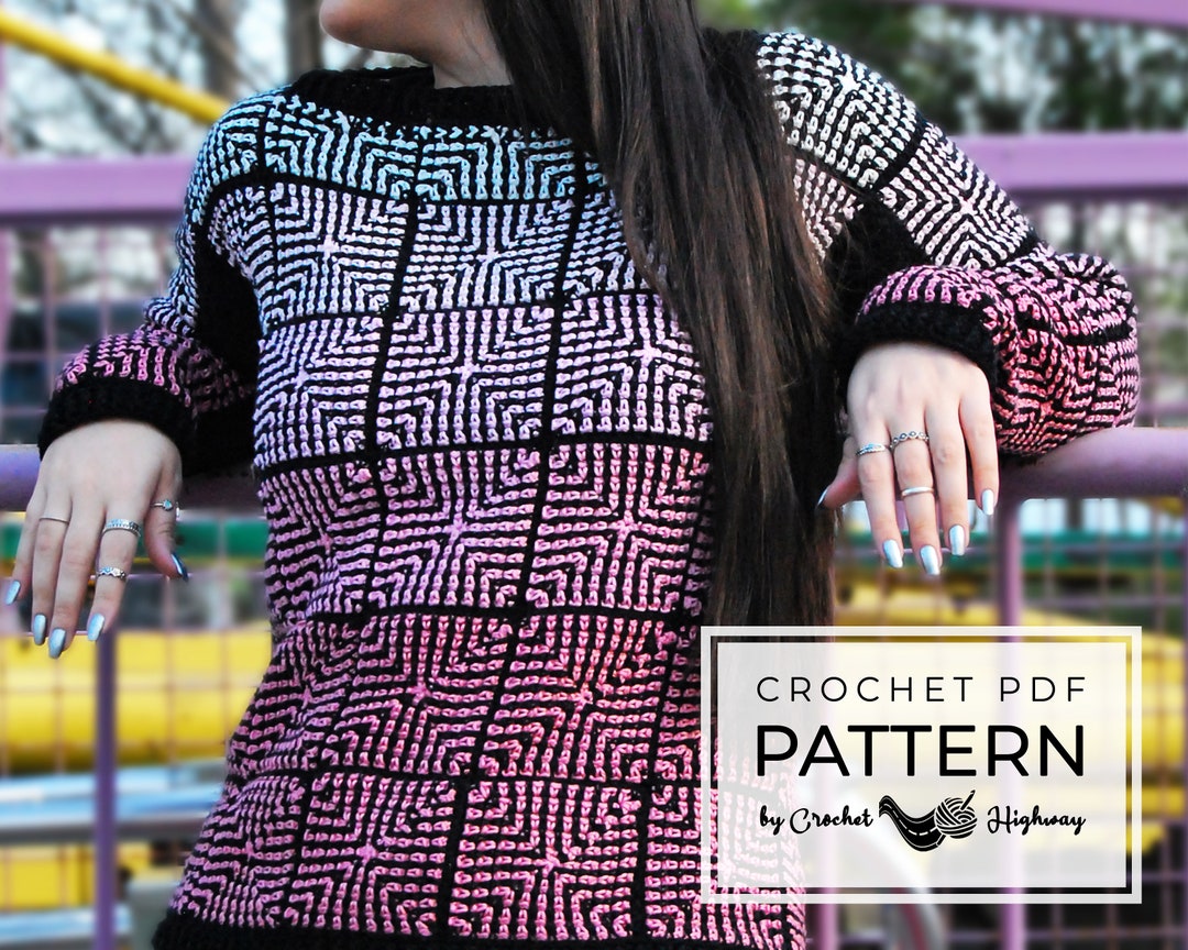 Gemini Sweater CROCHET PATTERN, Granny Squares Crochet Jumper, Crochet ...