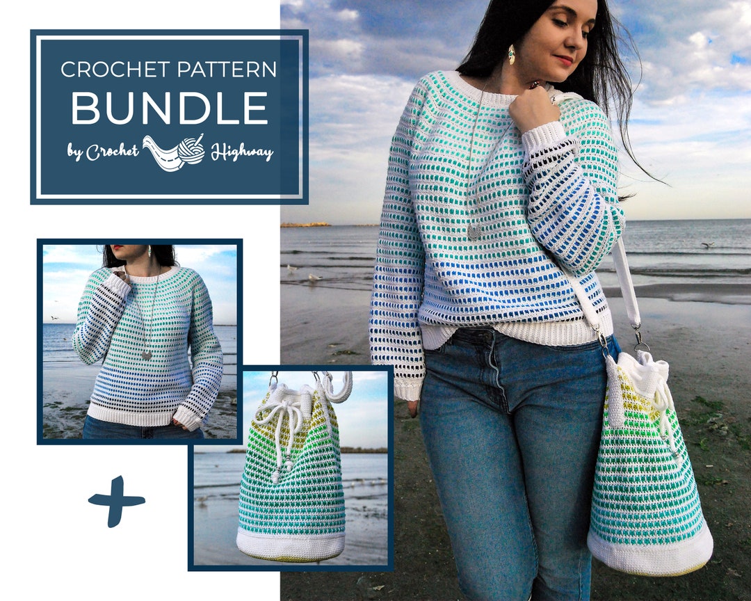 Libra Pullover + Libra Bag CROCHET PATTERN BUNDLE, Easy Crochet Sweater ...