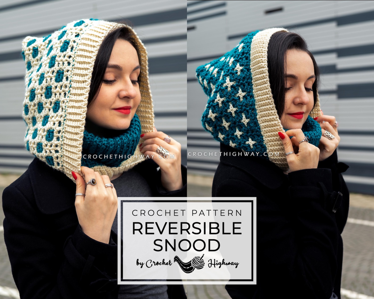 Tic Tac Toe Snood CROCHET PATTERN, Reversible Snood, Reversible Crochet ...