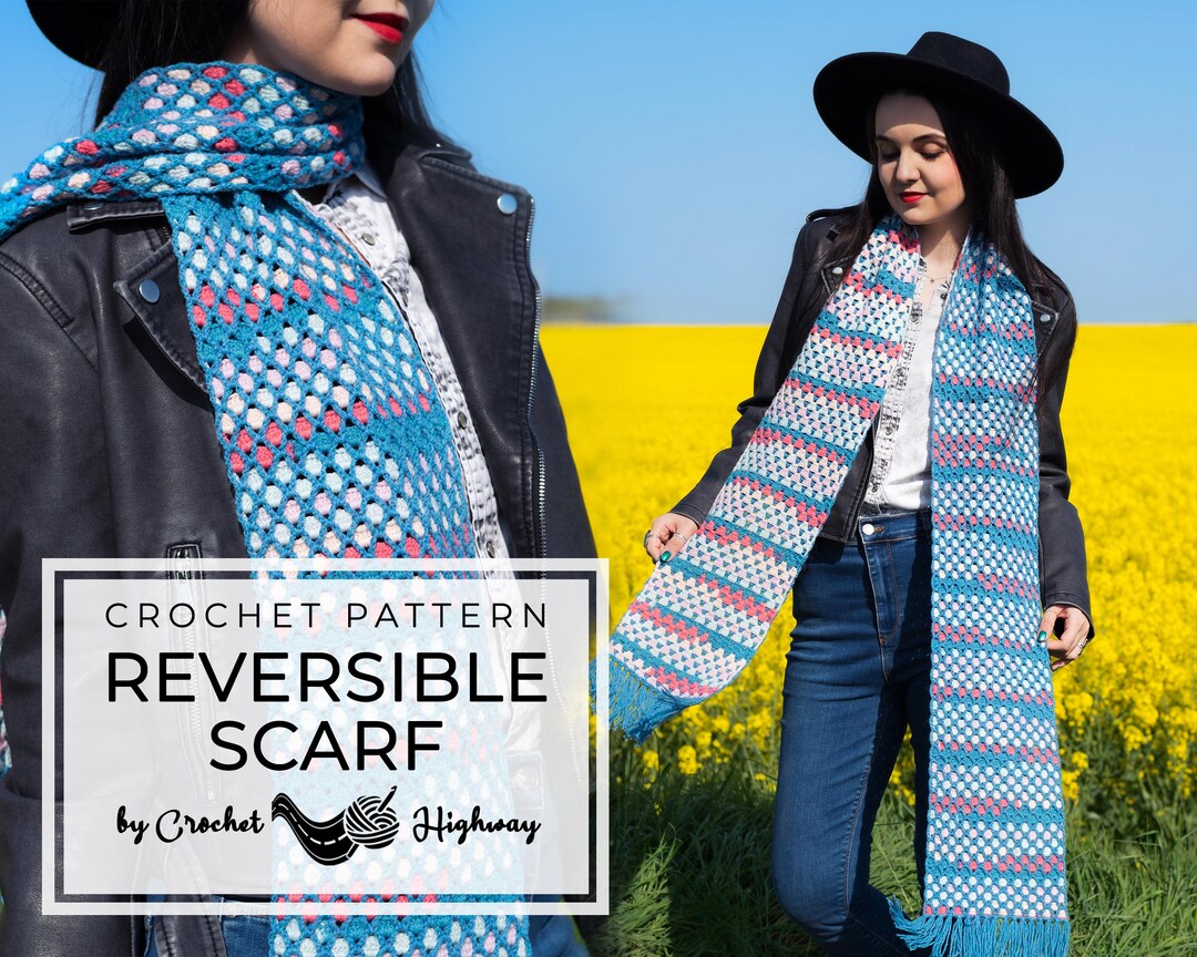 Stained Glass Scarf CROCHET PATTERN, Crochet Scarf Pattern, Reversible ...