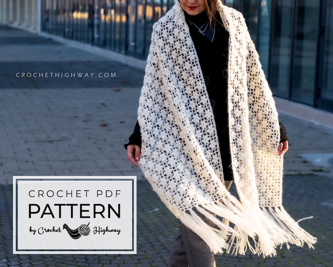 Subnivean Shawl CROCHET PATTERN, Crochet Shawl, Crochet Floral Motif ...