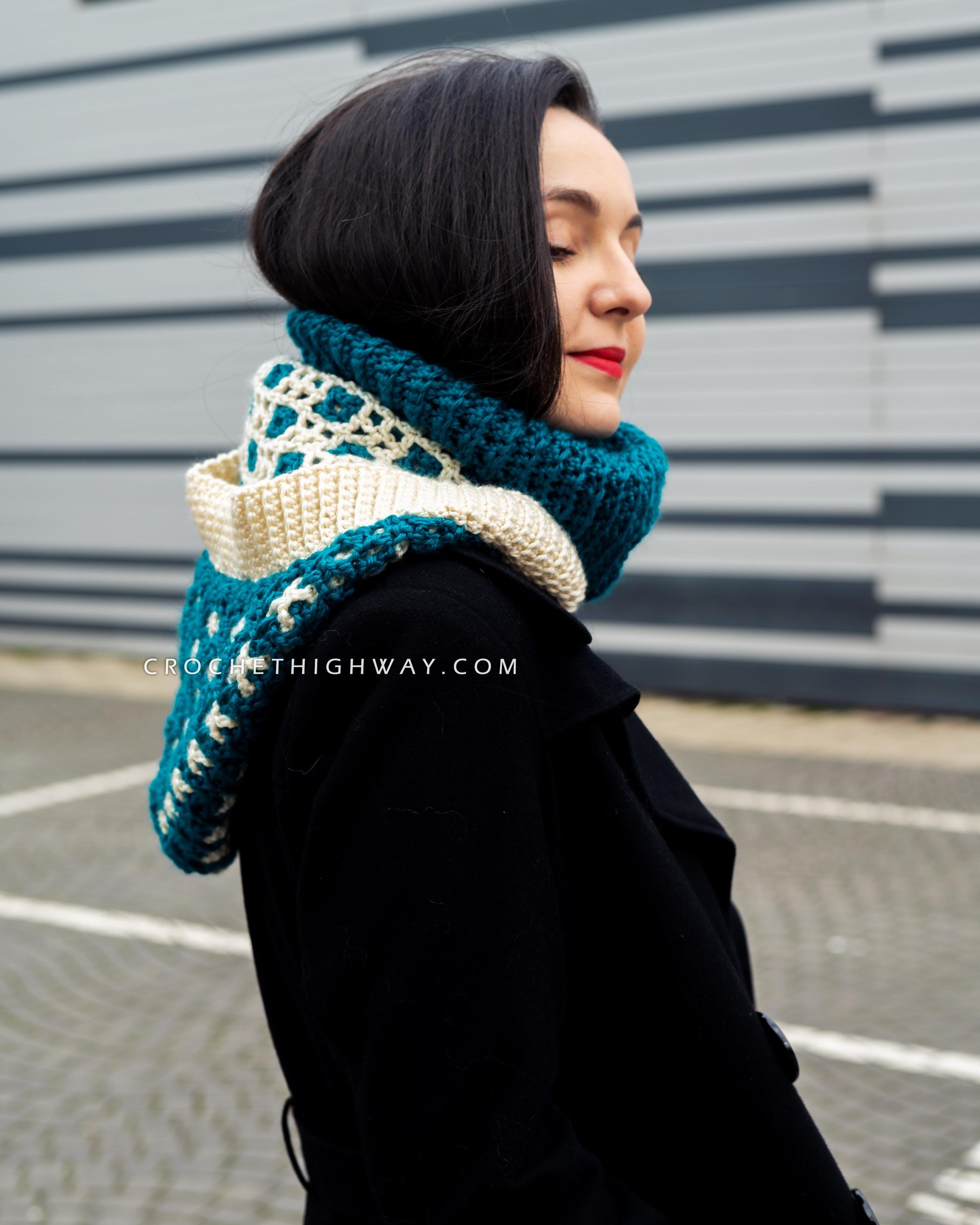 Tic Tac Toe Snood CROCHET PATTERN, Reversible Snood, Reversible Crochet ...