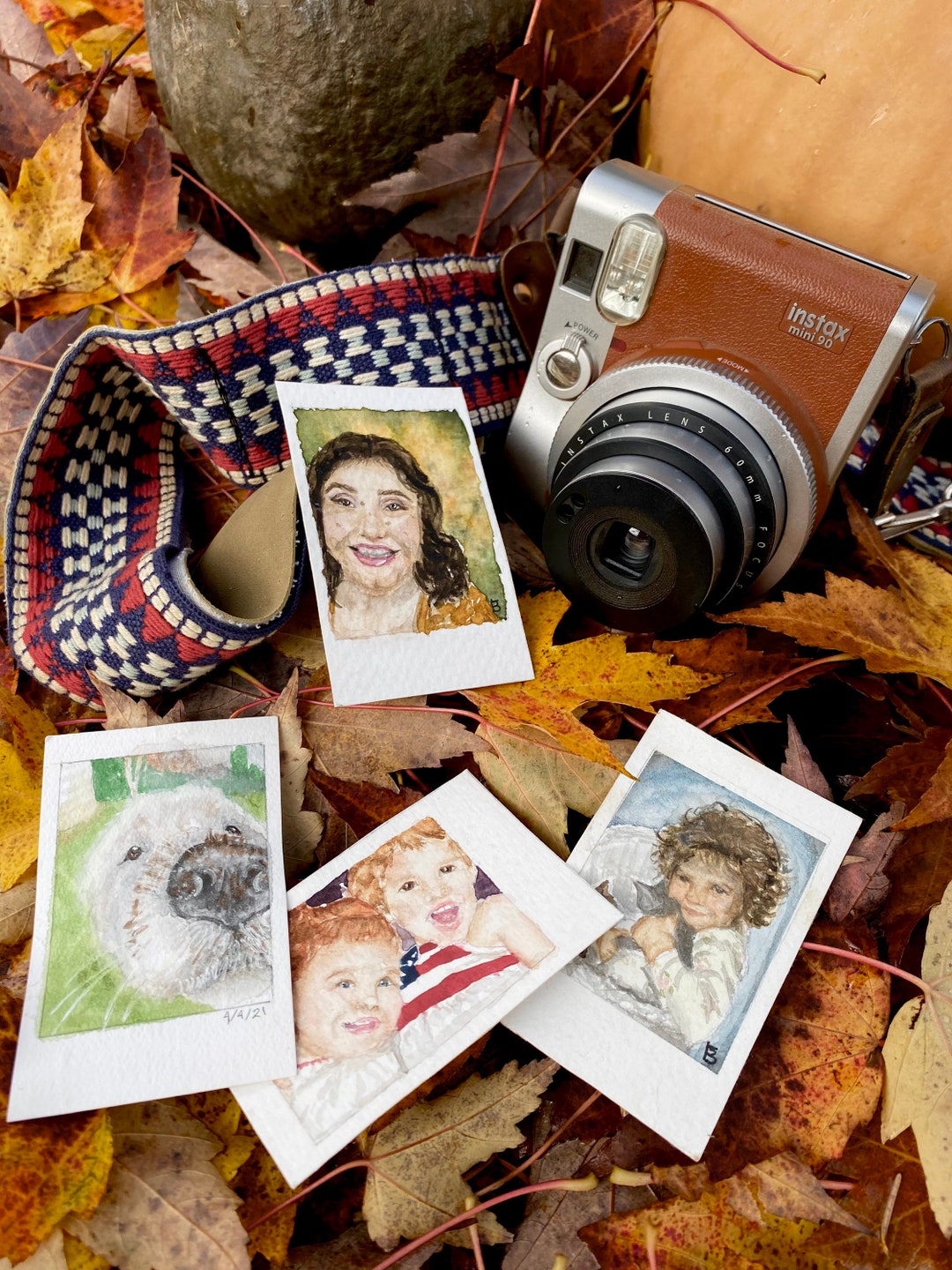 Polaroid Portrait Painting Hand Painted Original Watercolor - Etsy