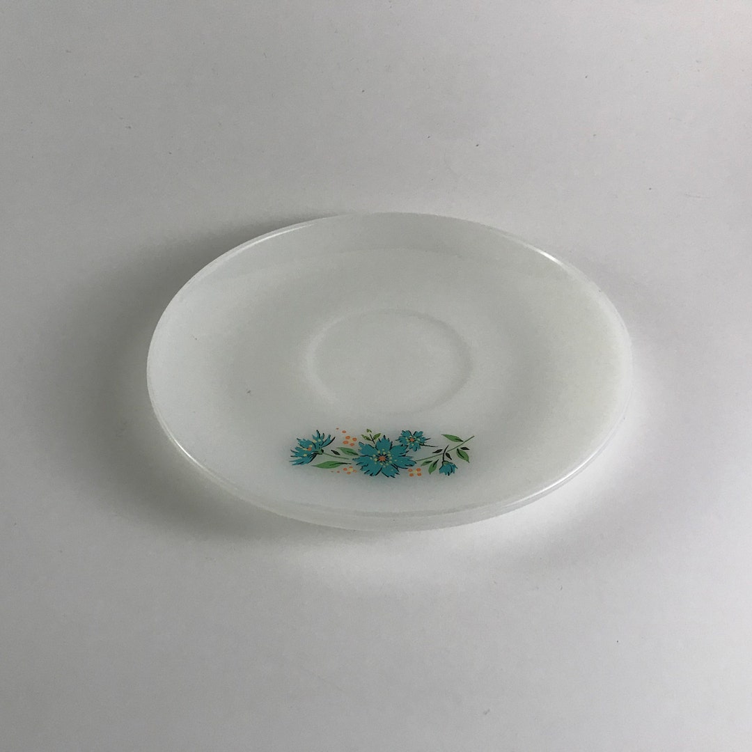 Fire King Blue and Orange Floral Pattern Milk Glass Saucer - Etsy