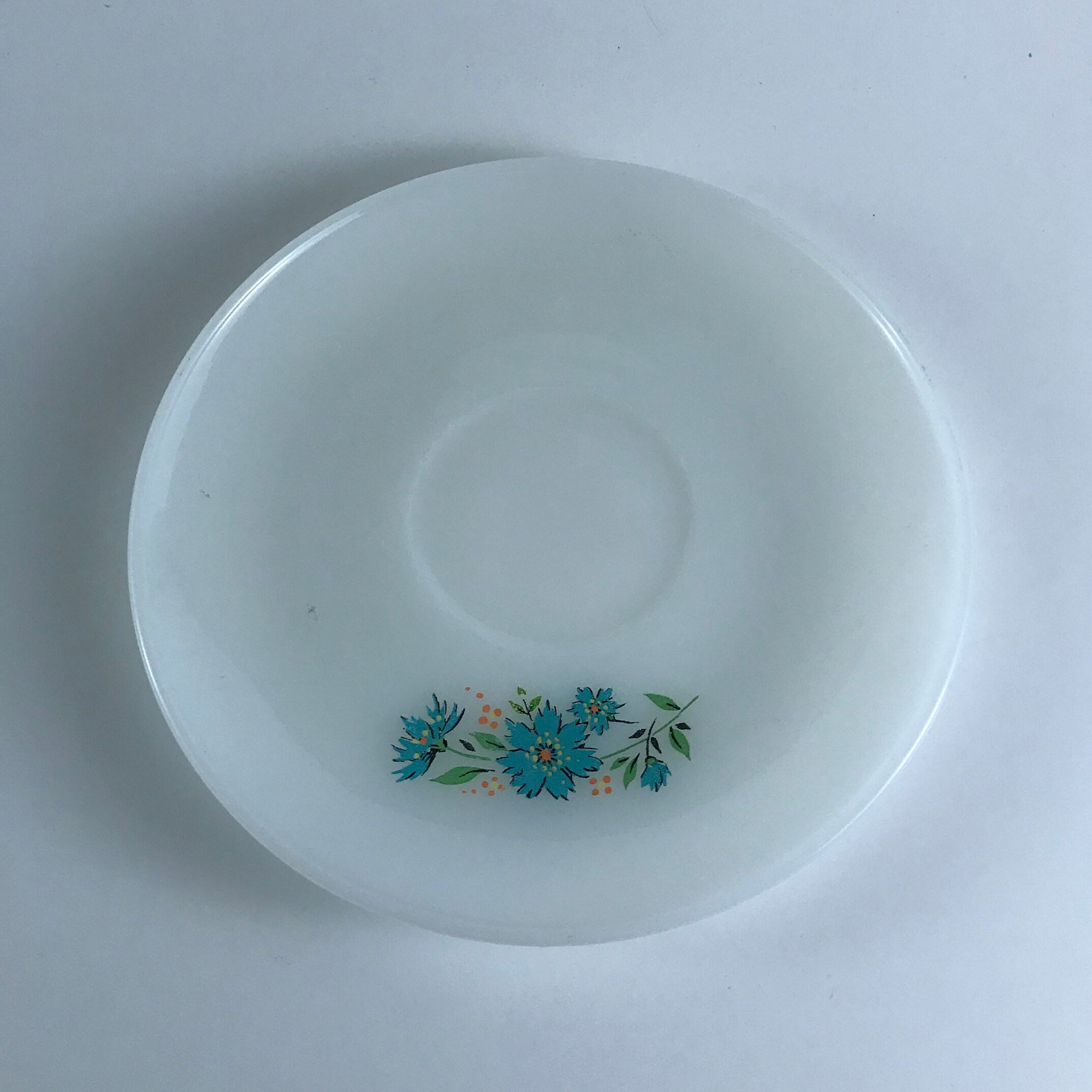 Fire King Blue and Orange Floral Pattern Milk Glass Saucer - Etsy