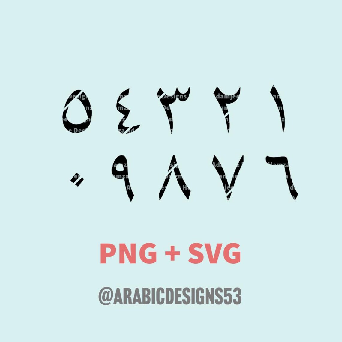 ARABIC NUMBERS Design Arabic Calligraphy Digital (png, Svg, Dxf) for Cricut Print Logo Sticker ...