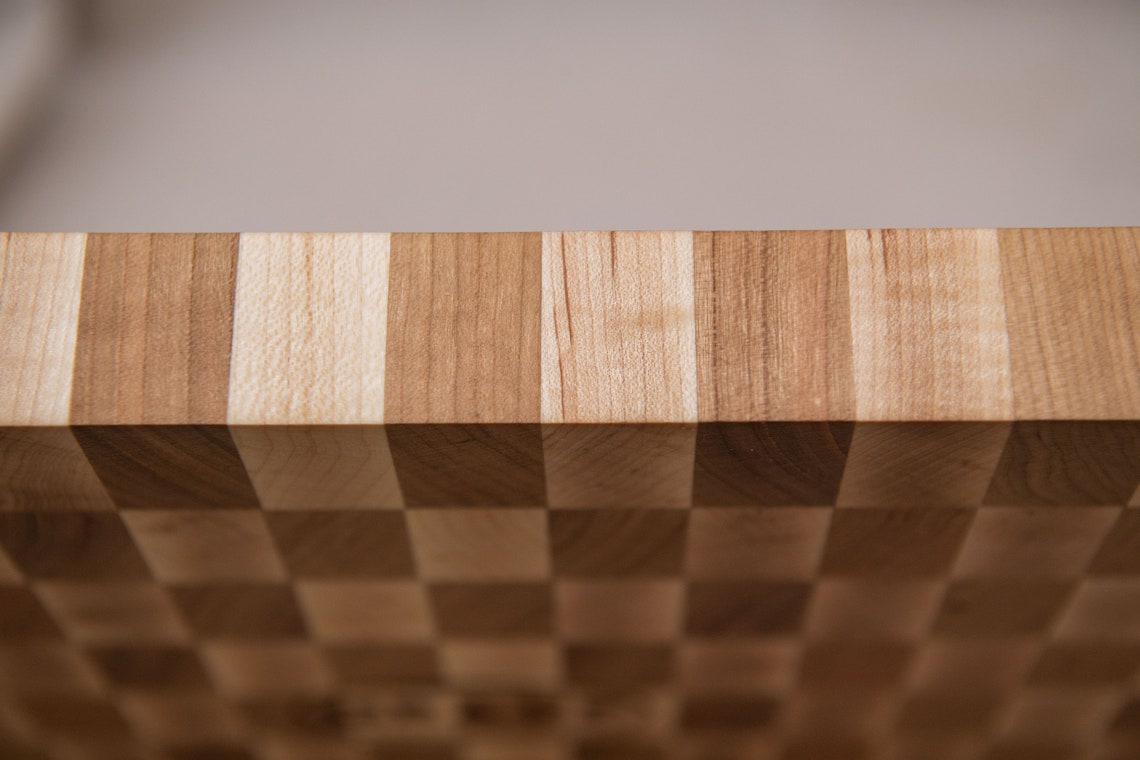 End Grain Cherry and Maple Checkerboard Pattern Cutting Board - Etsy