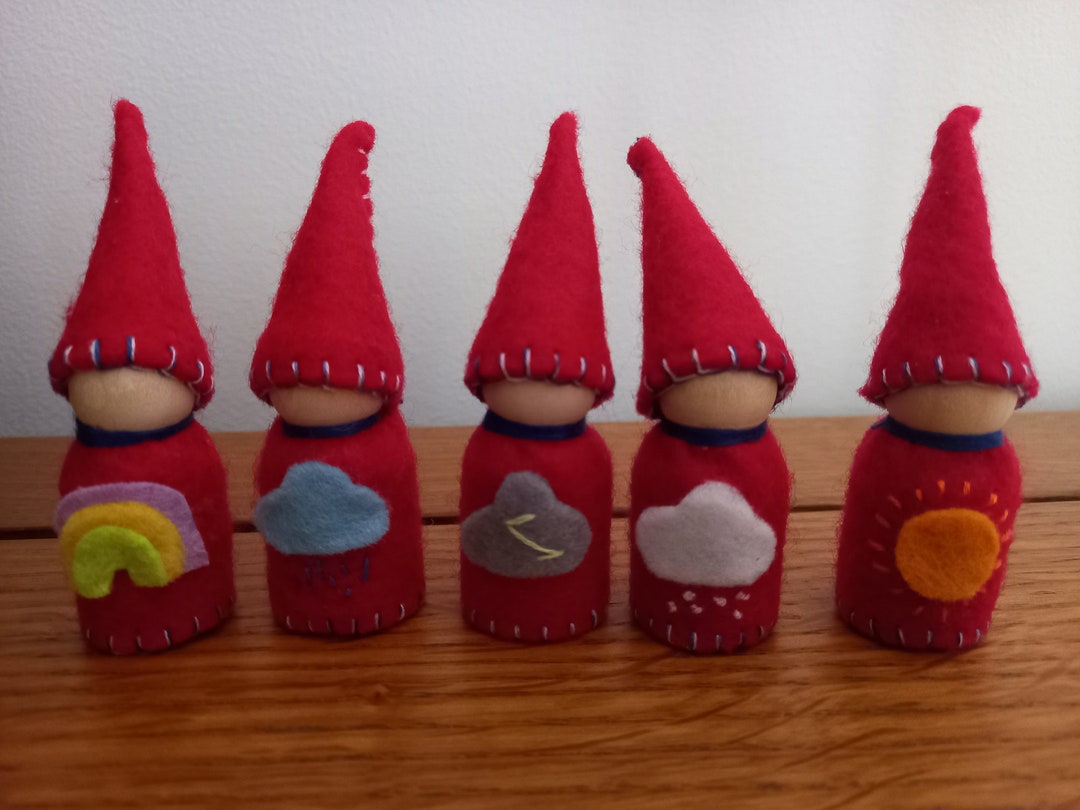 Handmade Wood and Felt Weather Peg Doll Set - Etsy