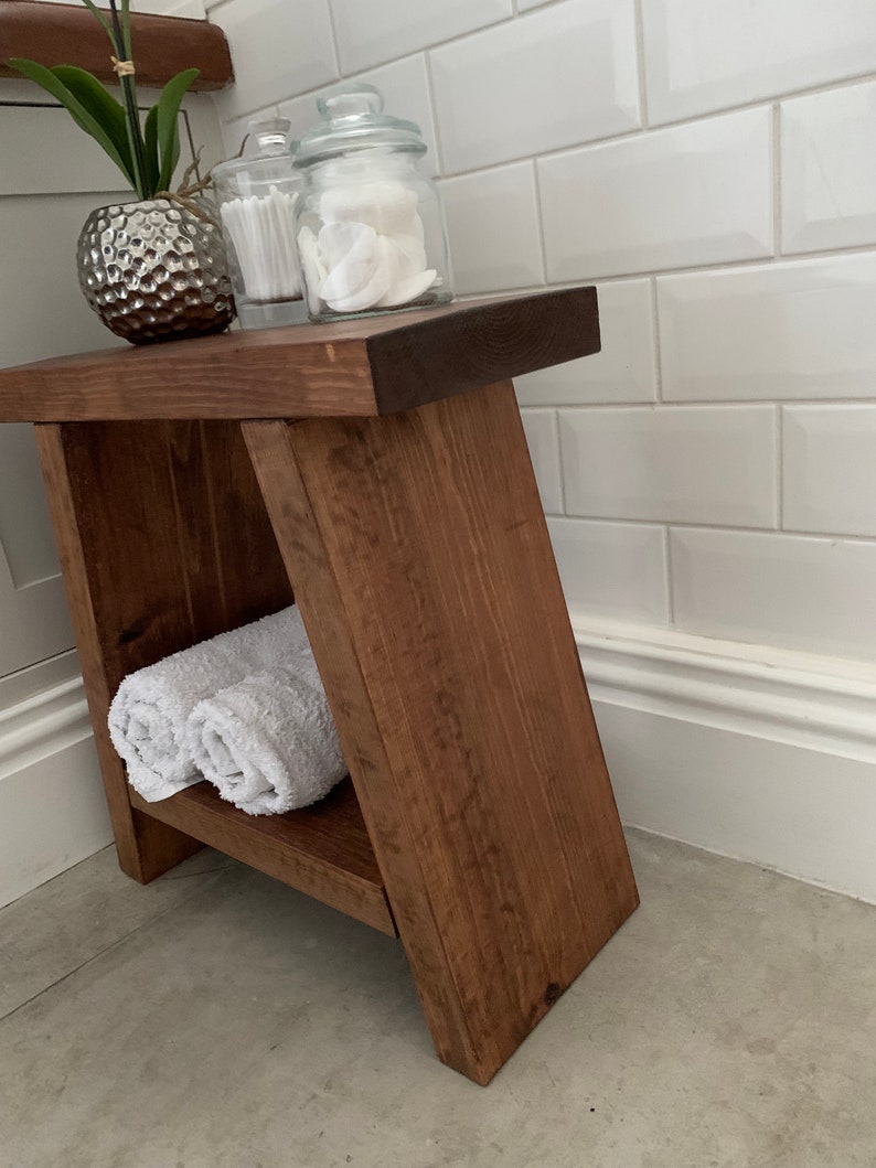 Rustic Wooden Stool - Etsy UK