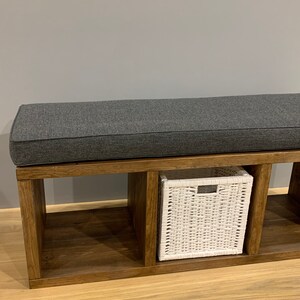 Rustic Wooden Storage Bench With Seat Cushion - Etsy