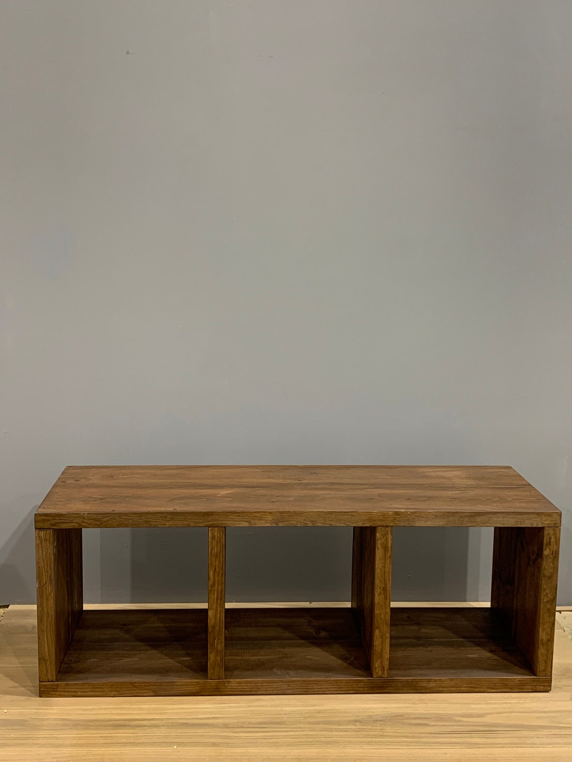 Rustic Wooden Storage Bench With Seat Cushion | Etsy