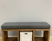 Rustic Wooden Storage Bench With Seat Cushion - Etsy