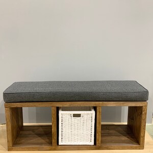 Rustic Wooden Storage Bench With Seat Cushion | Etsy