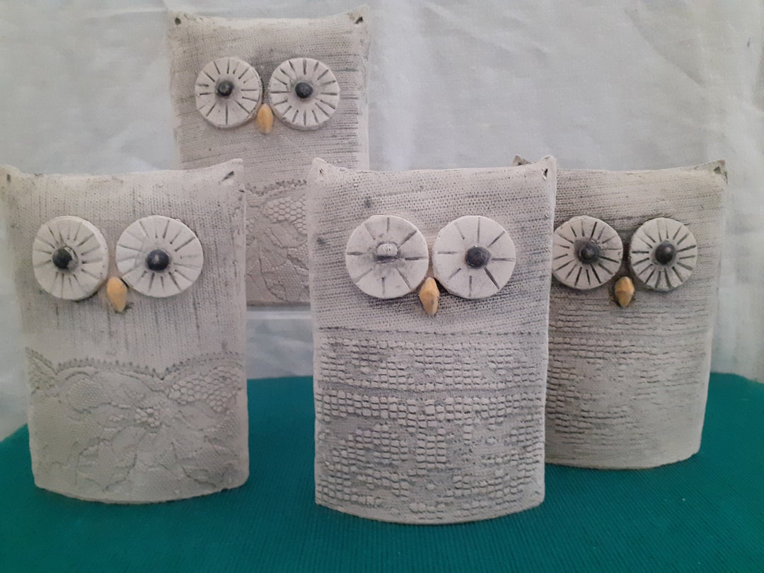 OWLS IN RECTANGLE Owl Sculpture Ceramics, Small Ceramic Owl, Animal ...