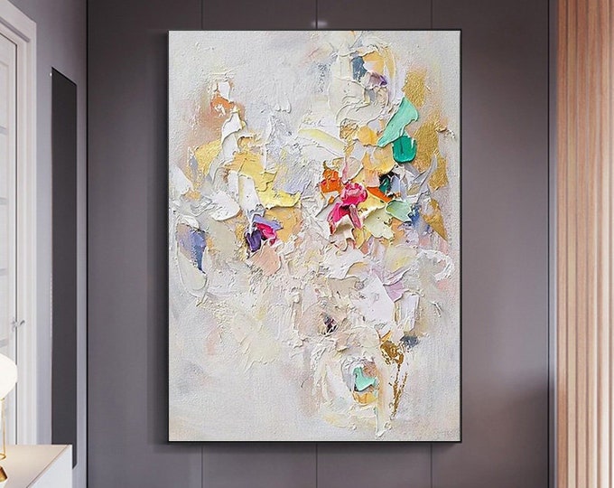 Abstract Oil Painting on Canvas Handmade Modern Bright Color Abstract ...