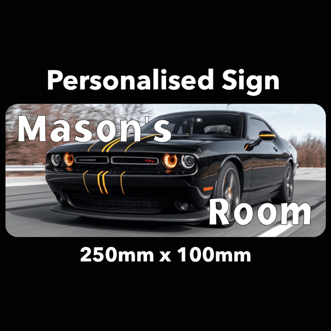 Personalized Dodge Challenger Sign: American Muscle Car Door Plaque ...