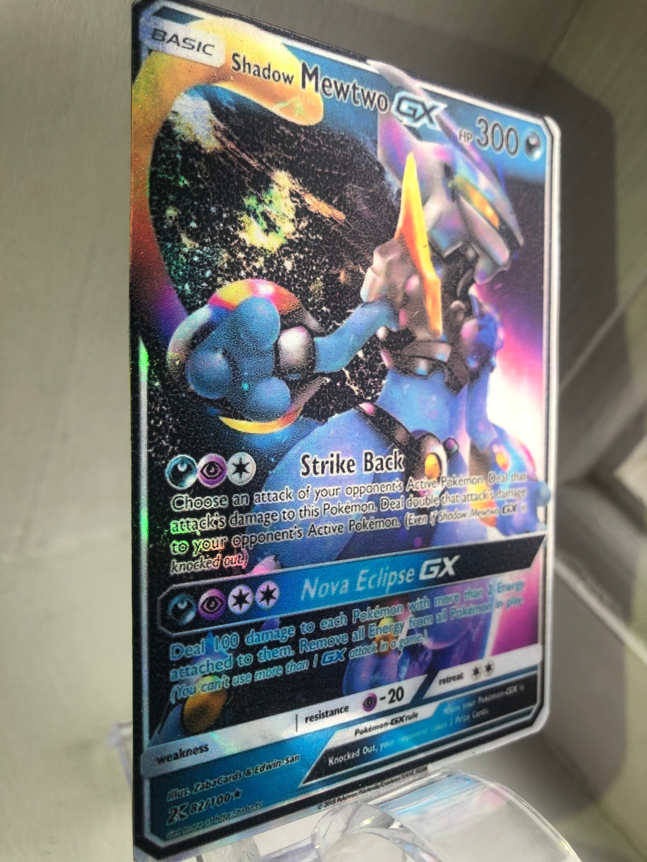 Shining Mewtwo GX Shadow Custom Card HOLOGRAPHIC Secret | Etsy
