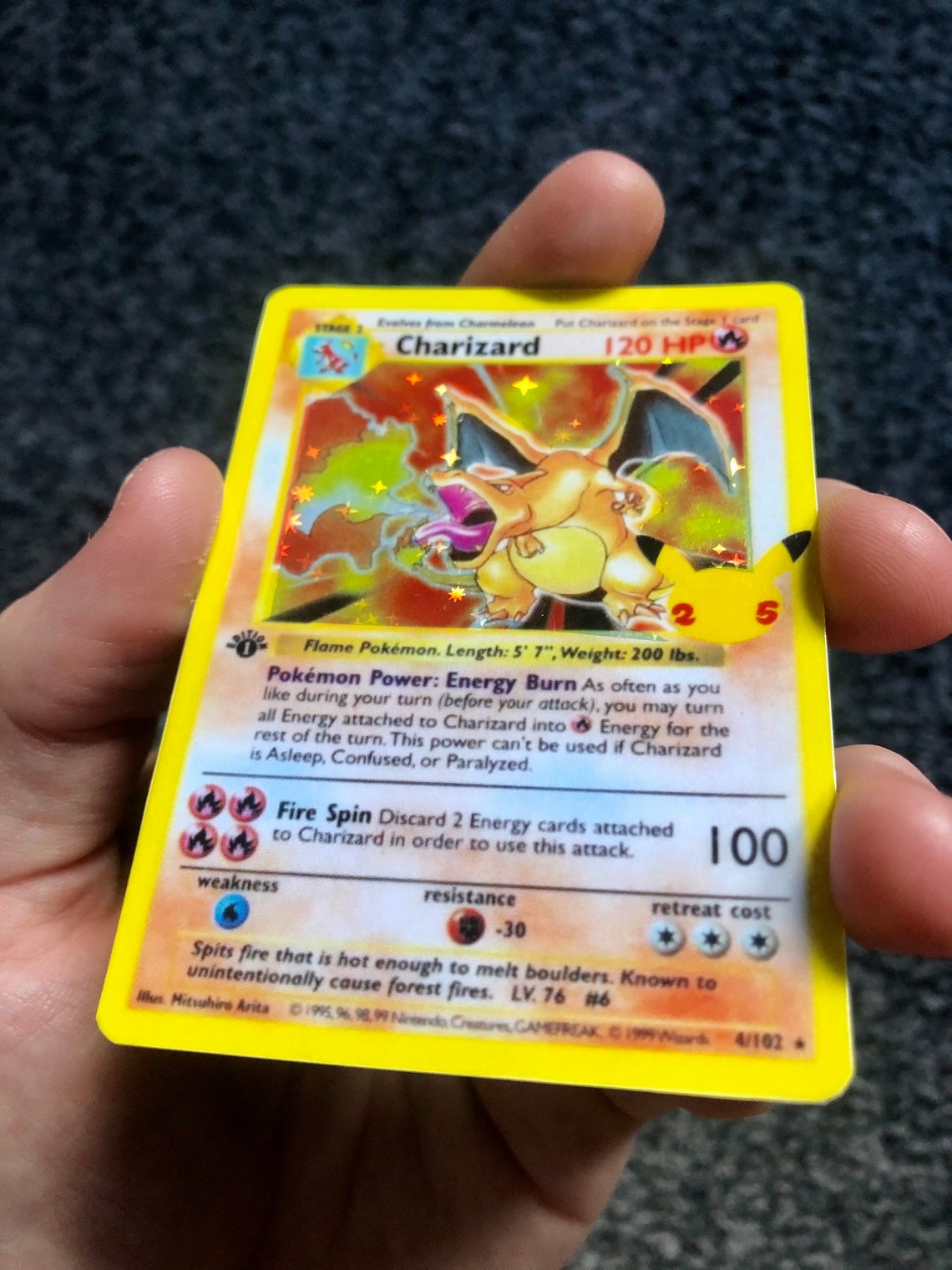 Custom 25th Anniversary Charizard 1st Edition Holographic Star | Etsy