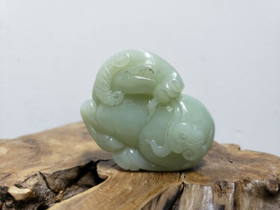 Chinese Exquisite ORGINAL Hand-Carved Light Green Hetian Jade | Etsy