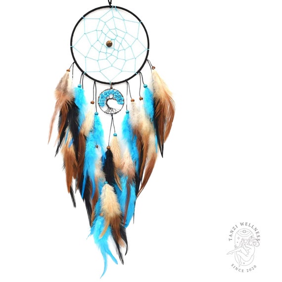Dream Catcher Blue Tree of Life Handmade Traditional Feather - Etsy
