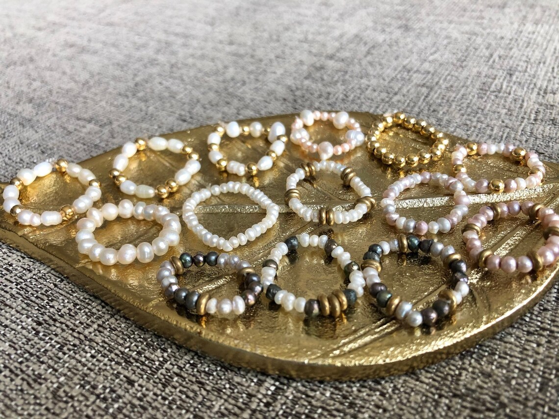 Handmade Stretchy Beaded Rings | Etsy