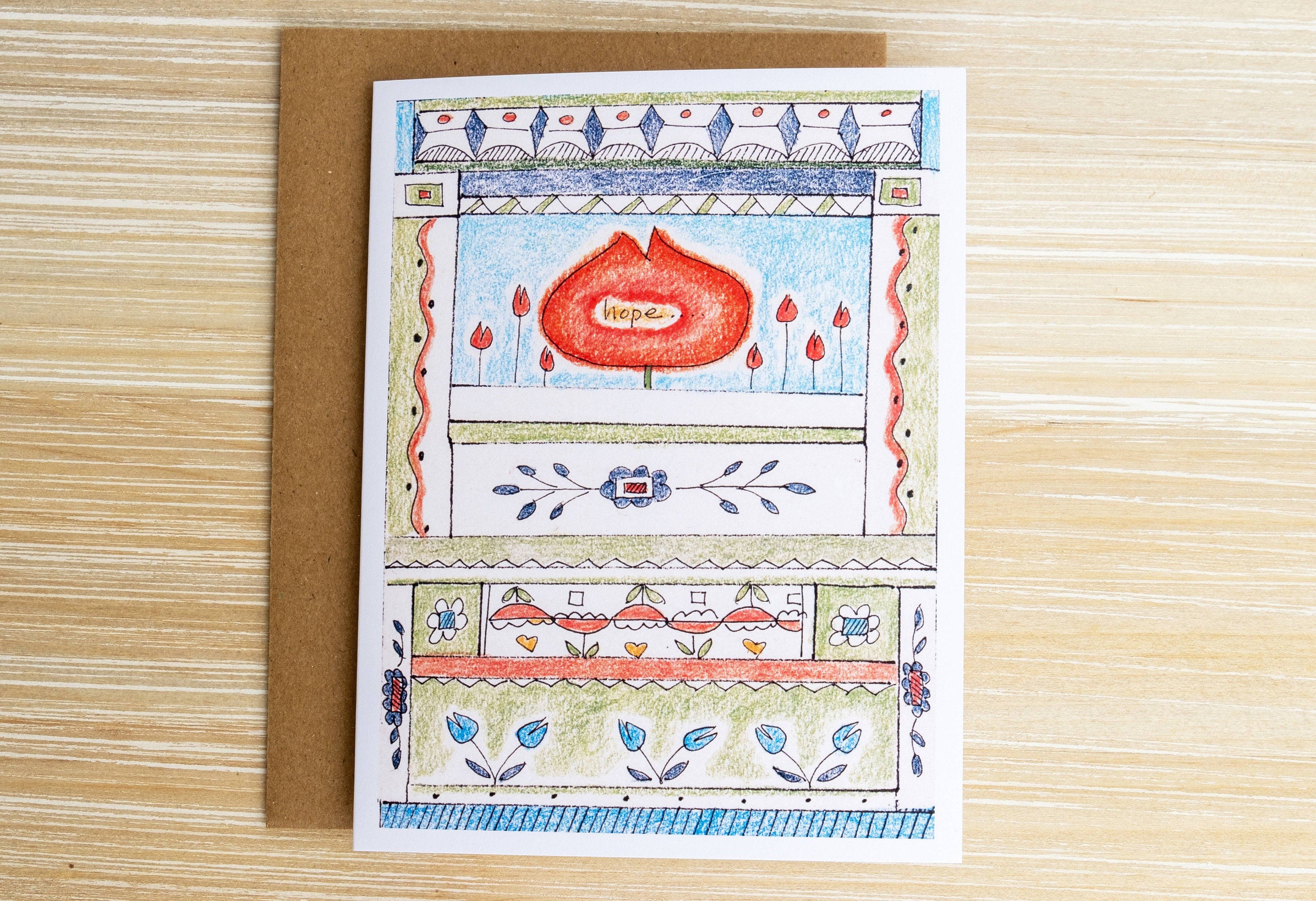 Hope and Faith Blank Greeting Cards Original Art Print Set of 5 Kraft ...