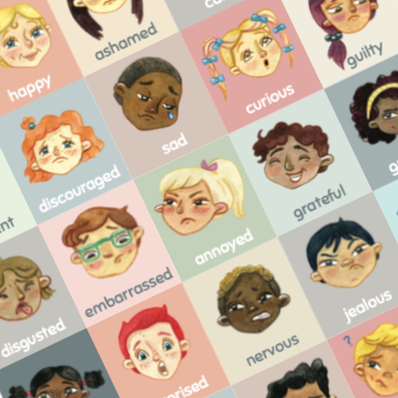 30 Digital Feelings Flashcards and Poster Bundle Pastel - Etsy