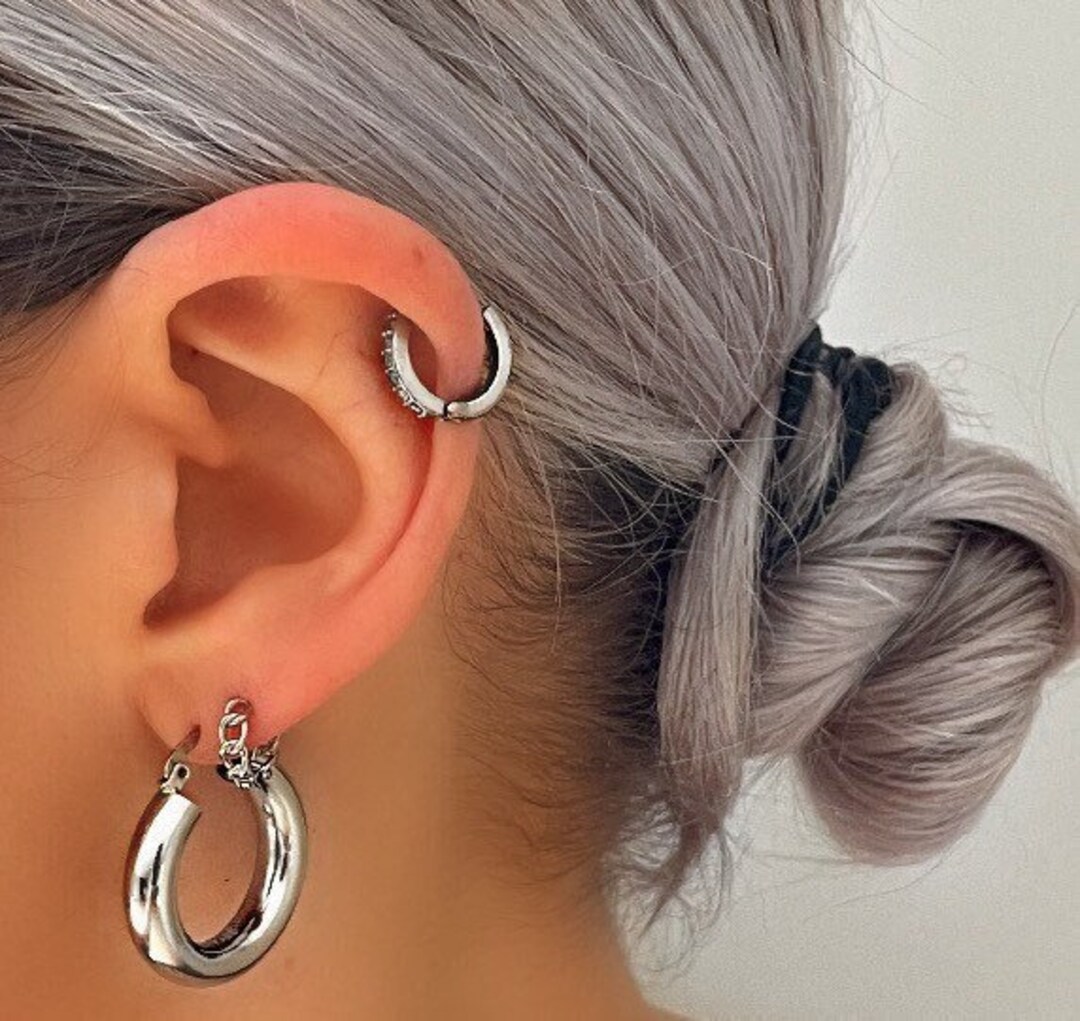 Silver Chunky Hoops, 925 Silver Chunky Hoops, Silver Hoop Earrings ...
