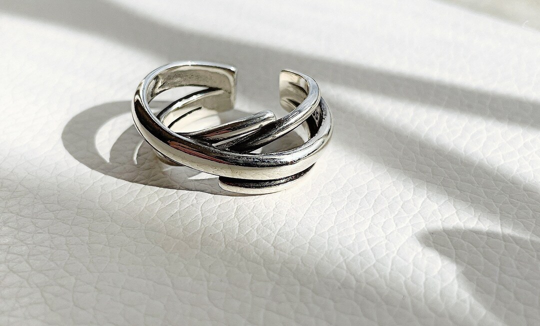 Anillo de plata grueso, anillo de plata 925, anillo ajustable, anillo grueso y voluminoso ...