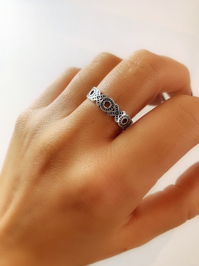 Sterling Silver XO Ring Chunky Silver Ring Xoxo Ring - Etsy UK