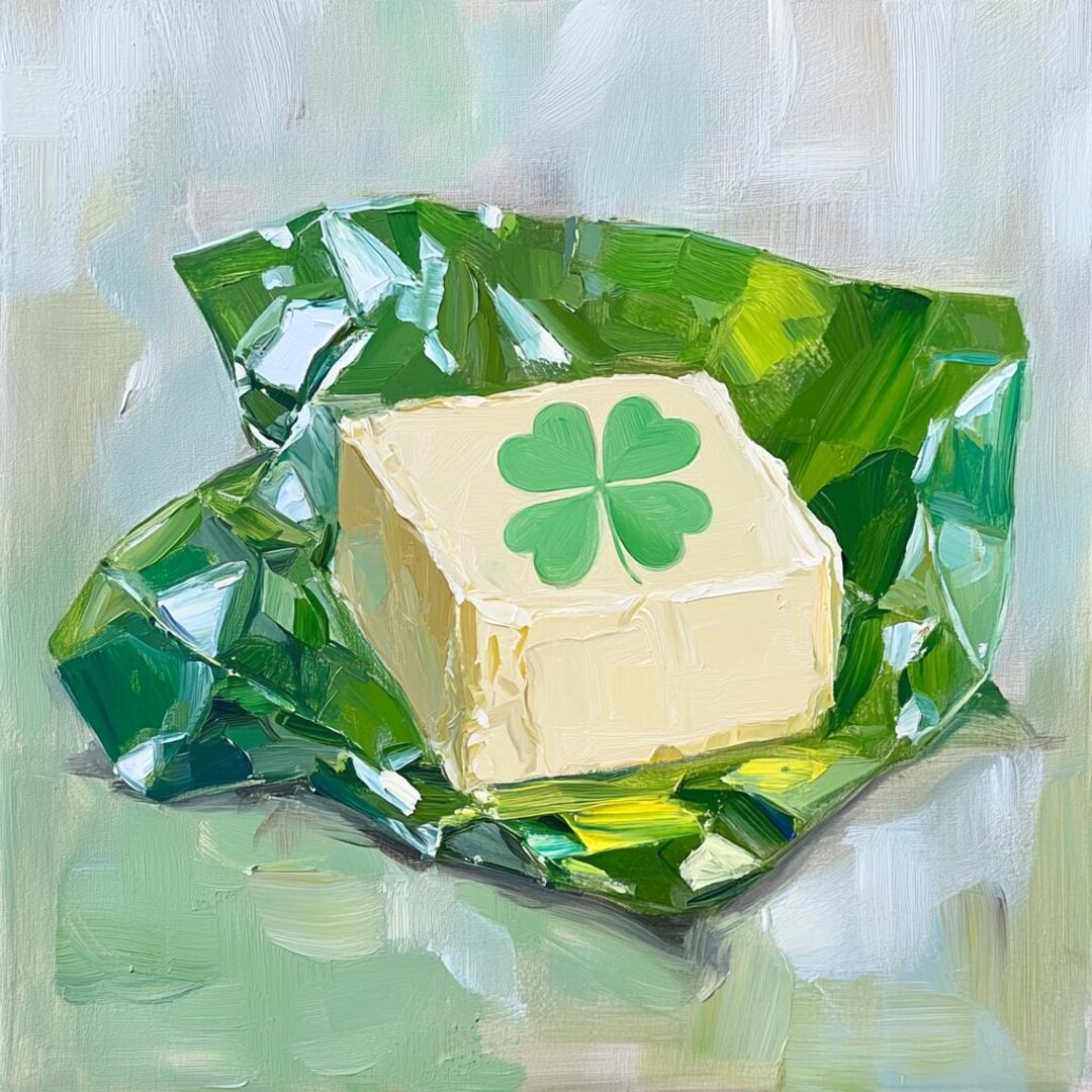 Irish Butter Painting Original Still Life Shamrock Impasto Butter Made ...