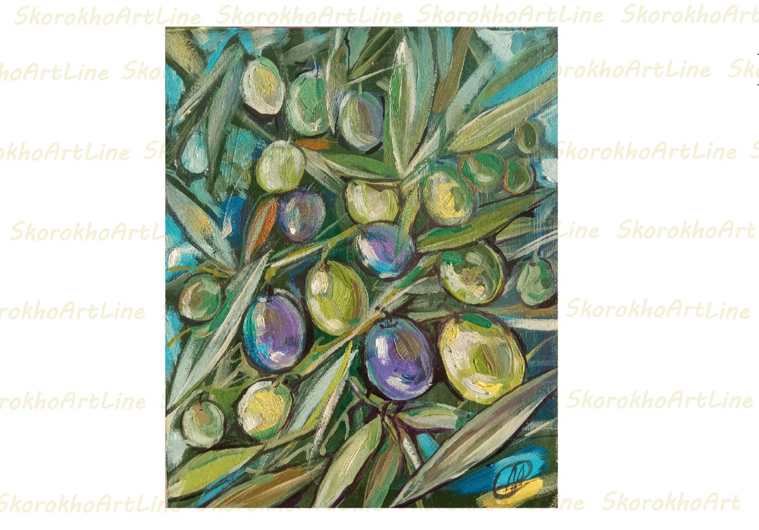Olive Tree Oil Painting Original Olives Branch Impasto Miniature ...