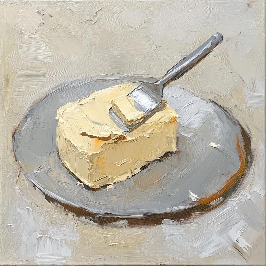 Irish Butter Painting: Original Impasto Still Life, Kitchen Decor (8" X ...
