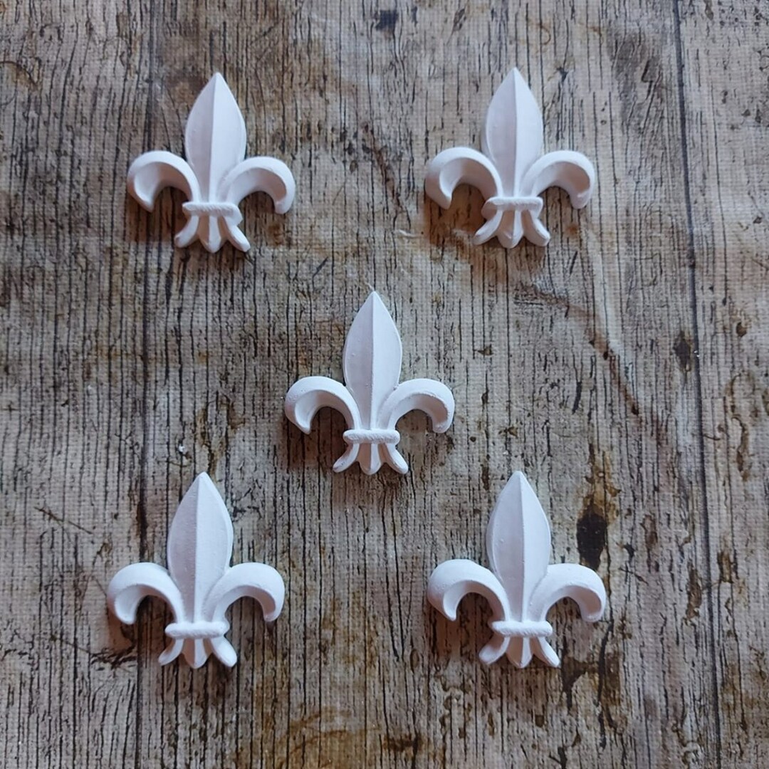 Set of 5 Plaster French Lilies Decoration Decor Ornament Stucco FLEUR ...
