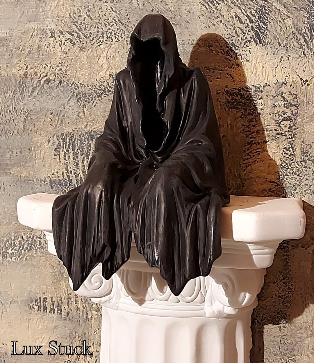 Grim Reaper Reaper Edge Stool Figure Indoor Outdoor Stone Figure Statue ...