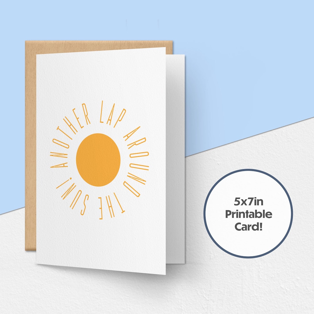 Printable Birthday Card, Another Lap Around the Sun, Birthday for ...
