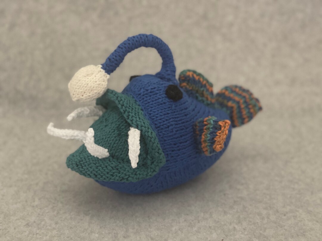 Knitted Anglerfish blue, Teal, Variegated - Etsy