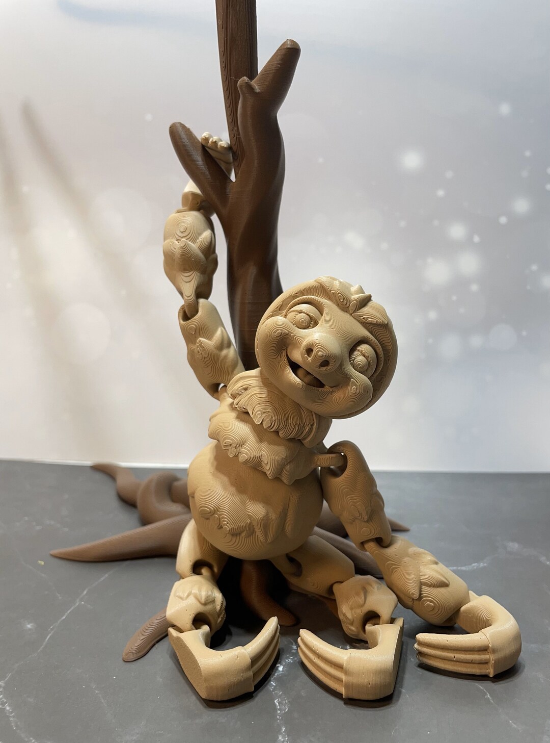 Tan Baby Sloth and Tree 3D Printed Articulated Toy PLA - Etsy