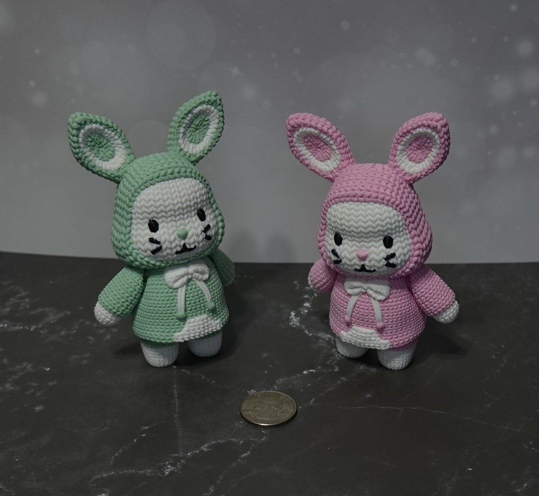 Cute Bunny Decoration 3D Printed Bunny Crochet Bunny - Etsy