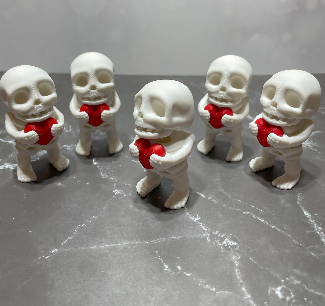 3D Printed Tiny Skeleton With Heart 5 Pack Valentine Fidget Toy ...