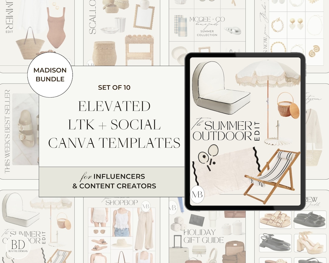 Ultimate Content Creator Toolkit: 10 Customizable Canva LTK + Social ...