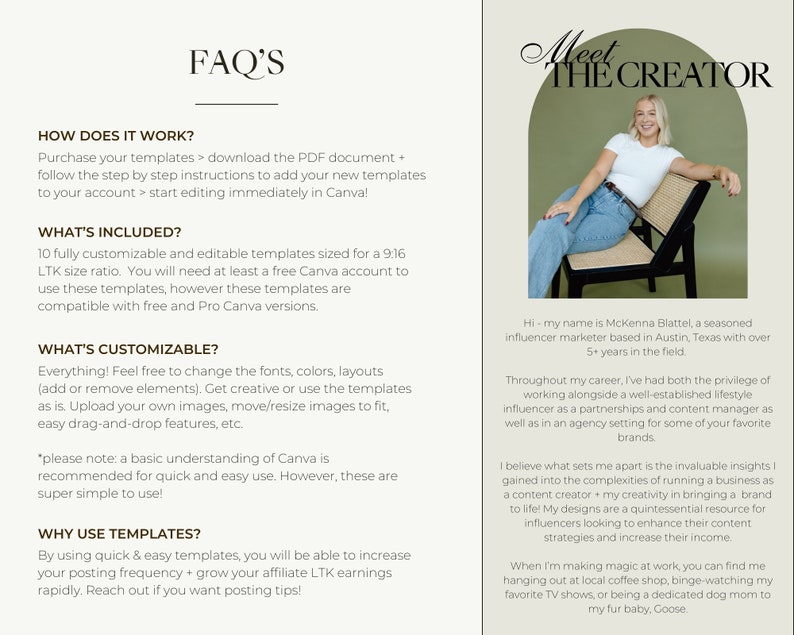 Ultimate Content Creator Toolkit: 10 Customizable Canva LTK + Social ...