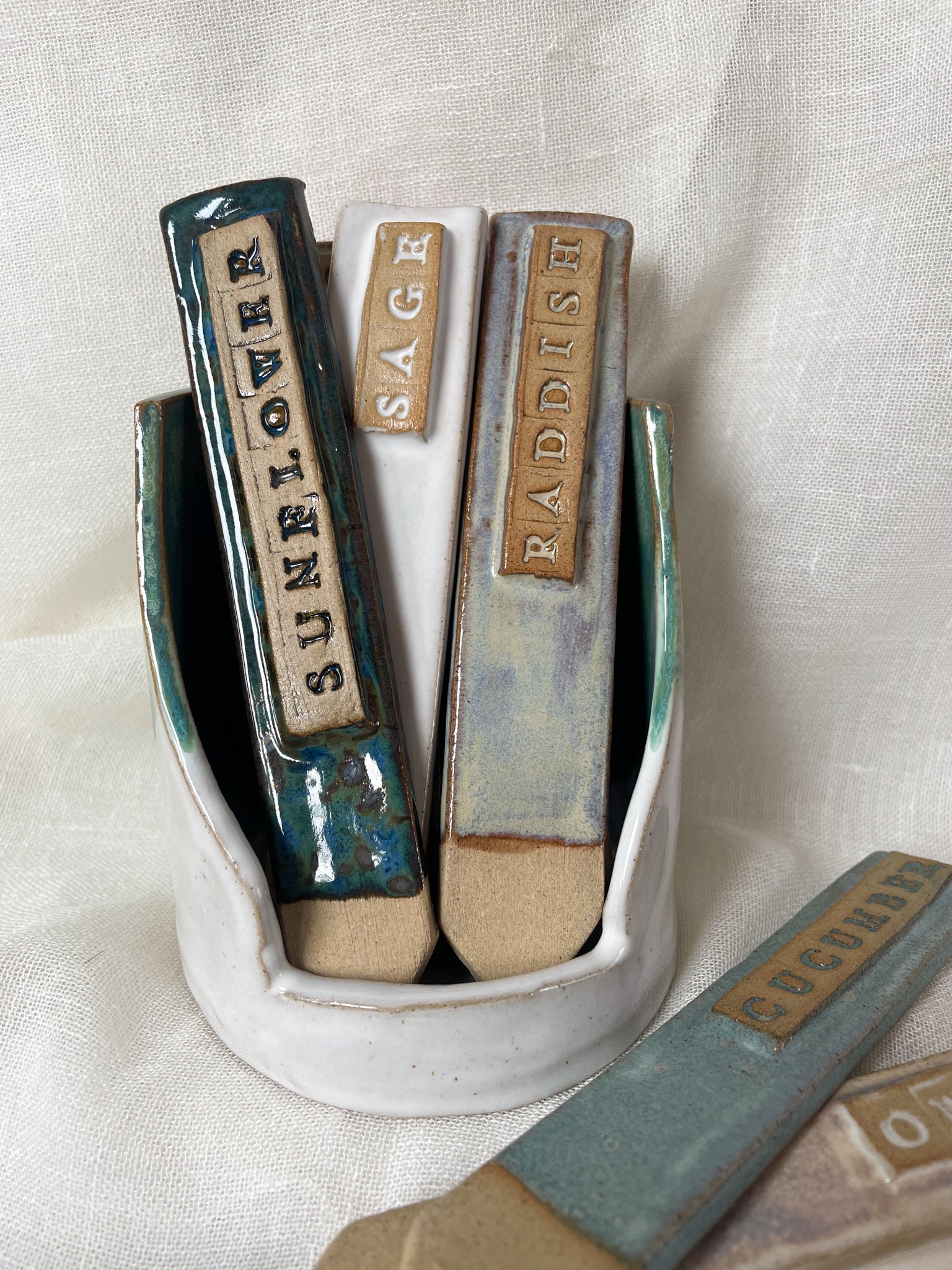Ceramic Garden Labels Herb/ Veg/ Flowers - Etsy UK
