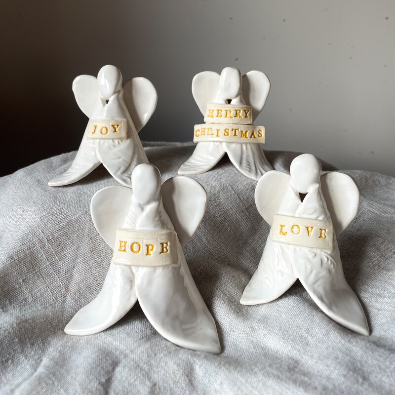 White Ceramic Angels - Etsy